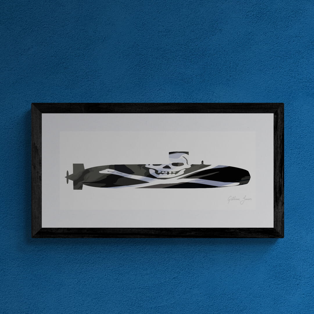 Swiftsure Class Submarine Jolly Roger Print – Gillian Jones Designs