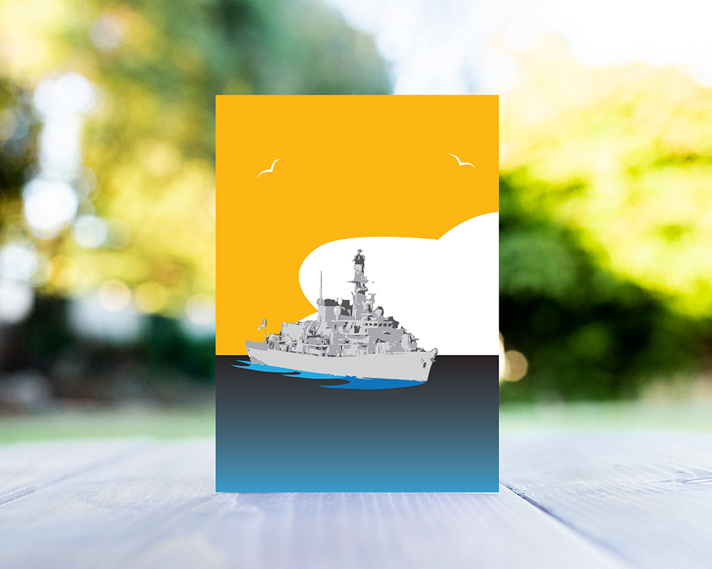 Duke Class Type 23 Frigate Retro Greeting Card – Gillian Jones Designs
